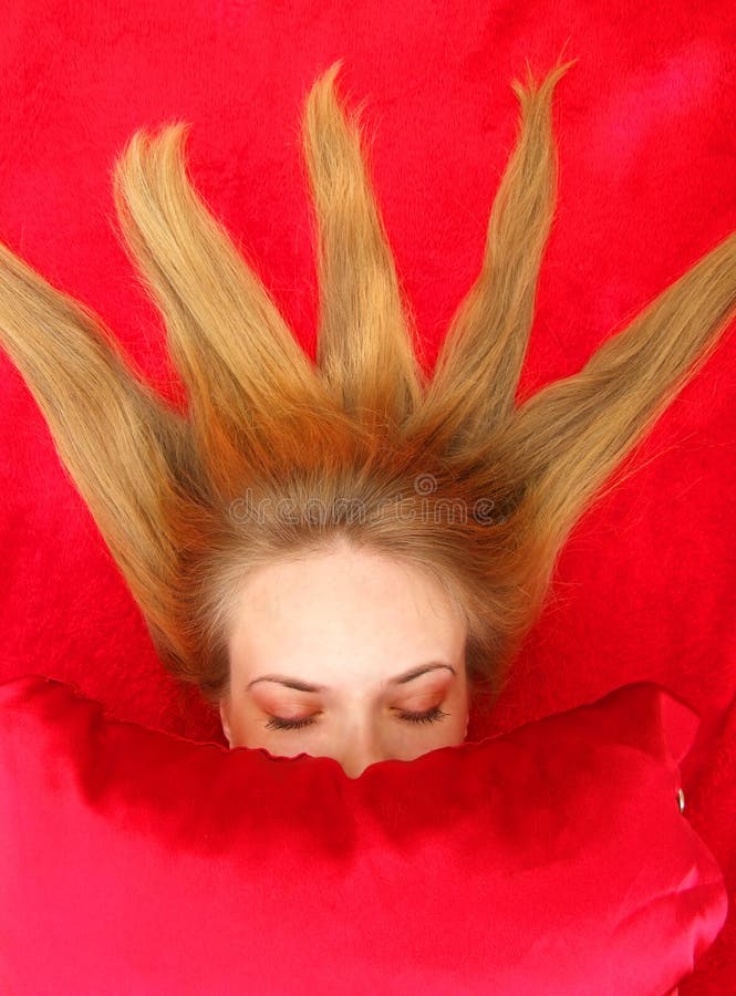 Red Bed stock image. Image of woman, concept, hairstyle - 2438161