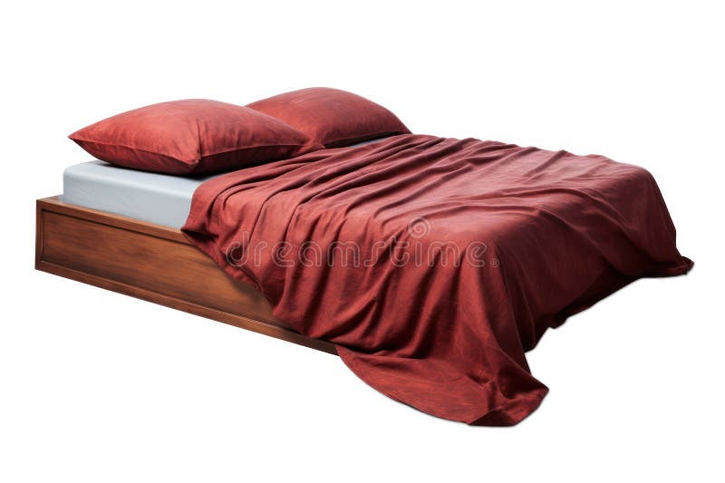 Rustic Style, Natural Wooden Modern Bed Isolated on Transparent ...