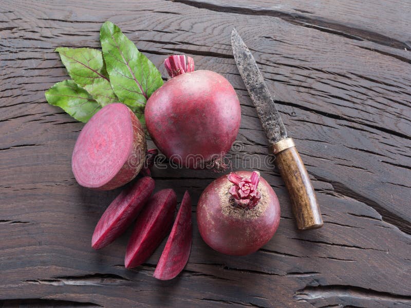 Red Beet or Beetroot on the Wooden Table. Stock Image - Image of ...