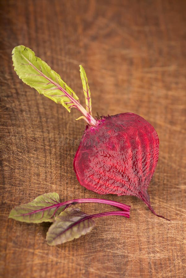 Red Beet with Leaves or Beetroot on the Wooden Stock Photo - Image of ...