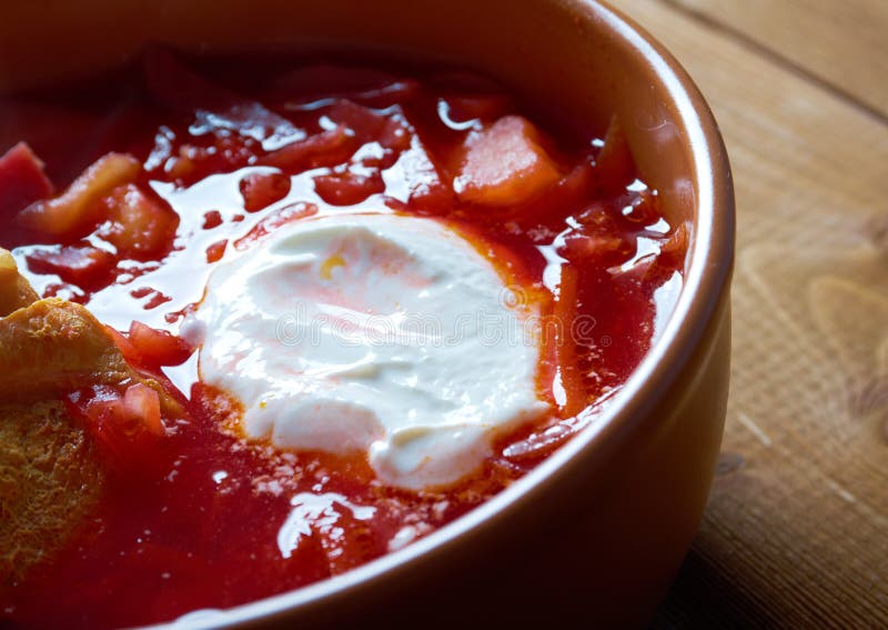 Red-beet soup (borscht) stock photo. Image of cream, redbeet - 29612652