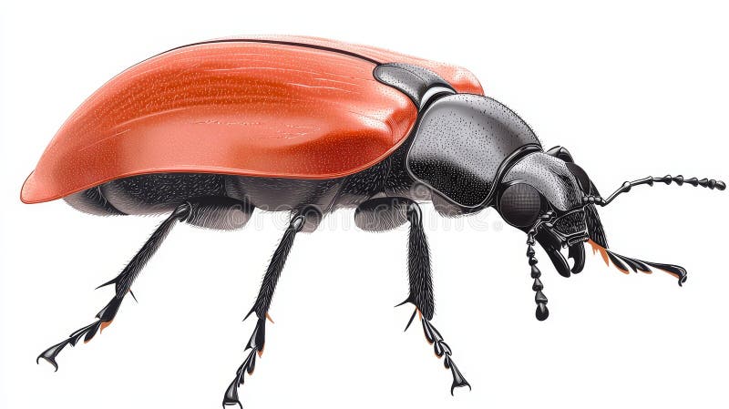 Vibrant Red Beetle Isolated on White, a Closeup Study of Insect Anatomy ...