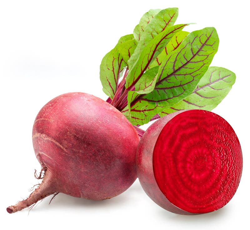 Red Beetroot and Beetroot Cross Section Isolated on White Background ...