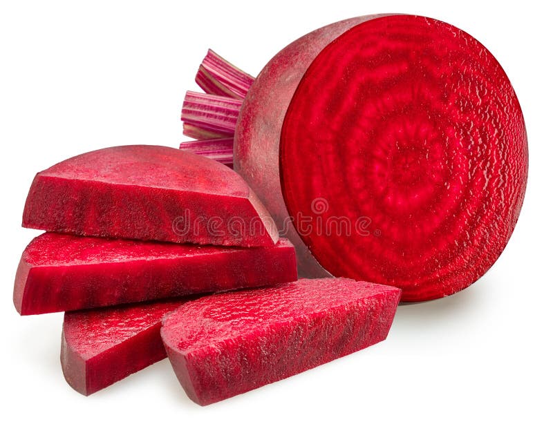 Red Beetroot Cross Section and Pieces of Beetroot Isolated on White ...
