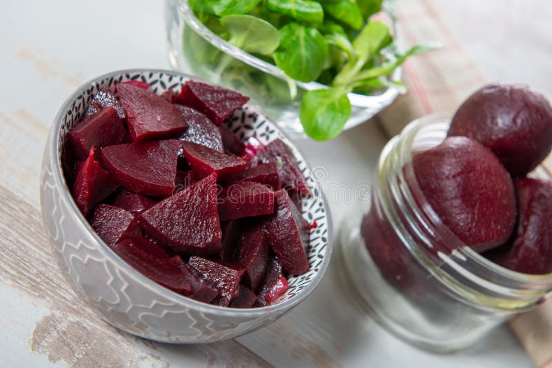 A Red Beetroot Cutting into Pieces in a Bowl Stock Image - Image of ...