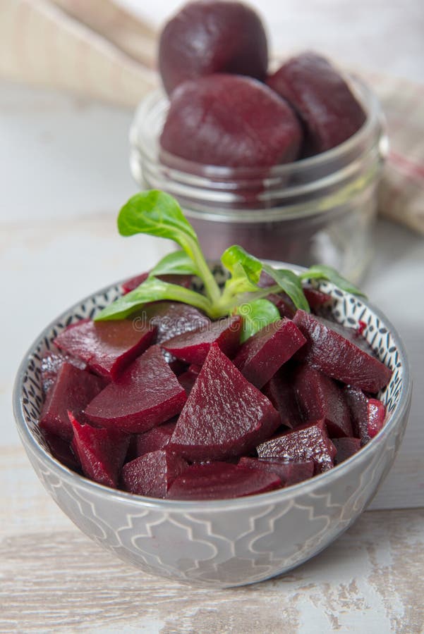 A Red Beetroot Cutting into Pieces in a Bowl Stock Photo - Image of ...