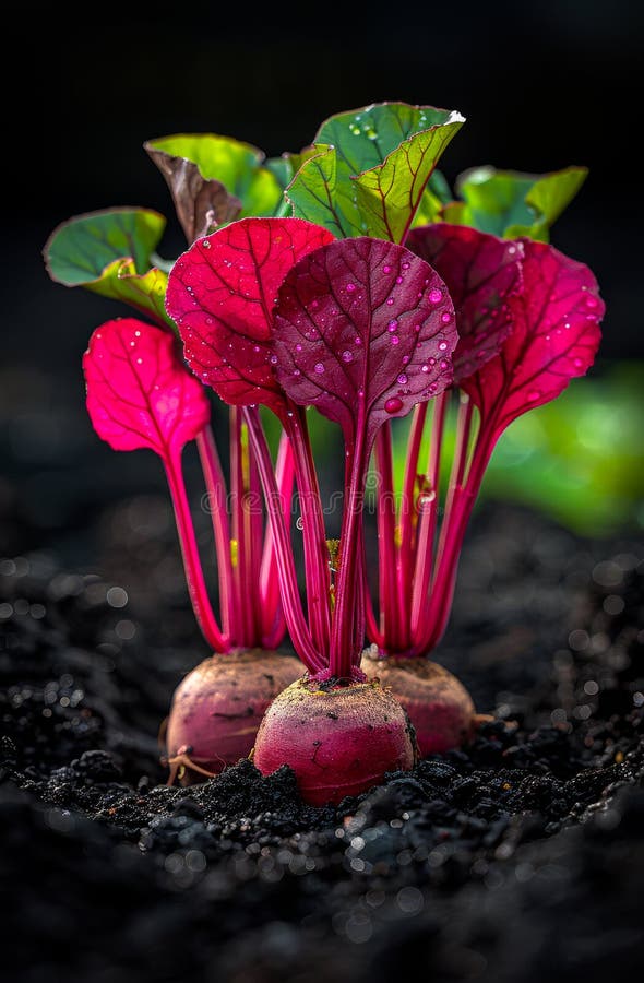 Red Beetroot Growing in the Ground. a Beetroot Plants Growing on the ...