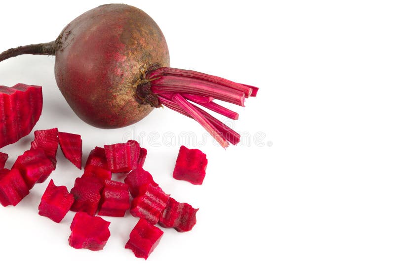 Red Beetroot and Pieces of Cut Beetroot Isolated on Whit Stock Photo ...