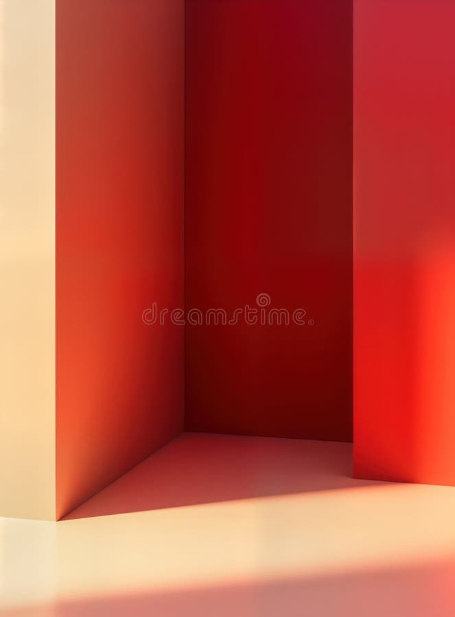 Red, Beige Abstract Background Design. Modern Empty Room with Smooth ...