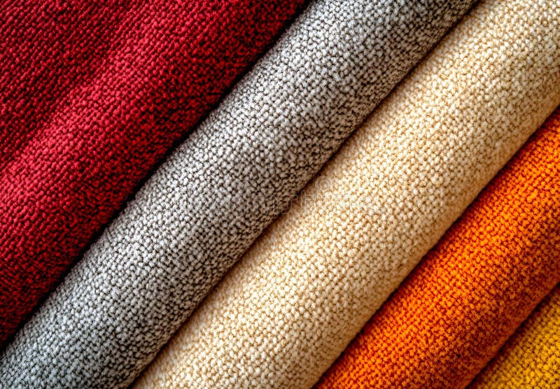 Red, Beige, and Orange Fabric Samples for Interior Design Stock ...