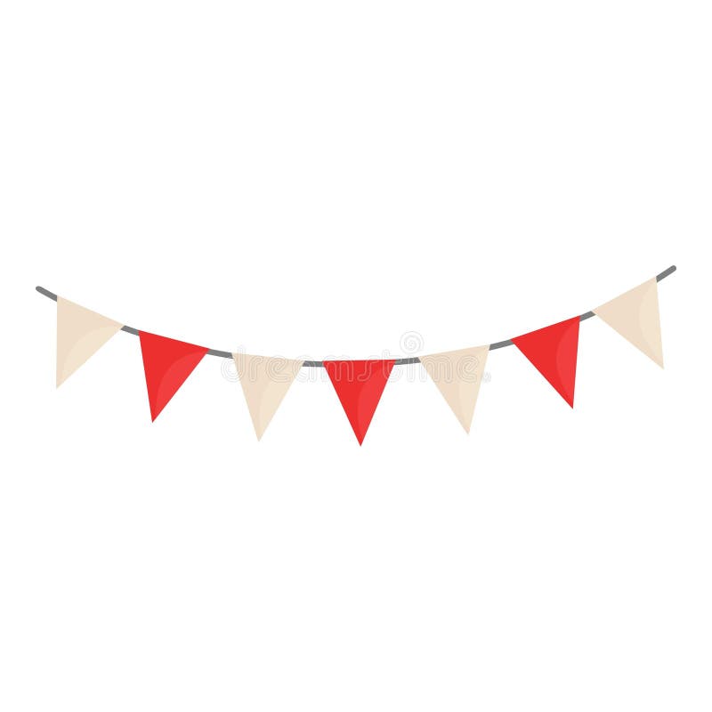 Red and Beige Triangle Flags Hanging on a String Decoration Stock ...