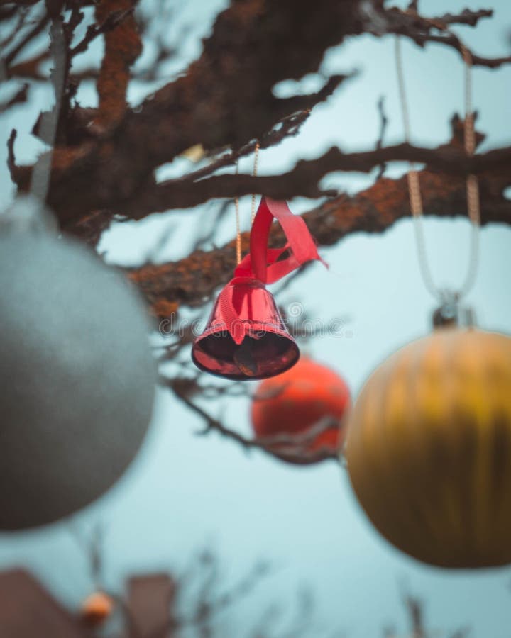Christmas Bell Decoration in the Christmas Fair Stock Image - Image of ...