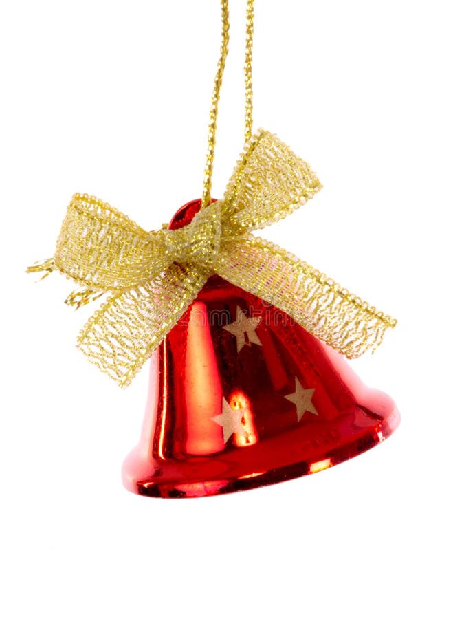Red Bell with Golden Ribbon Stock Photo - Image of festive, ornament ...