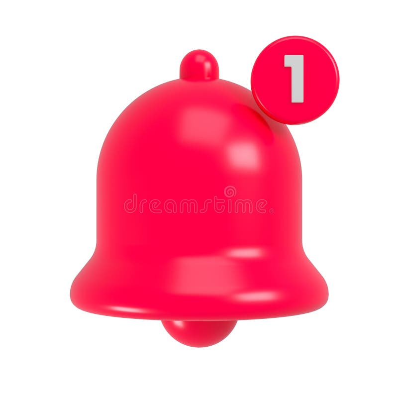 Red Bell with One Red Notification. Concept of New Notification for ...