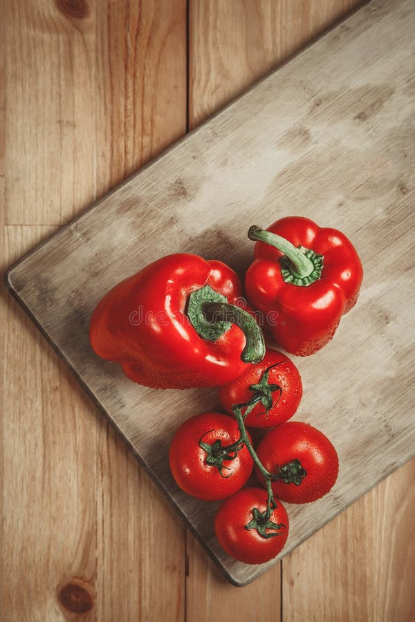 Red Bell Papers and Tomatoes Stock Photo - Image of tomato, closeup ...
