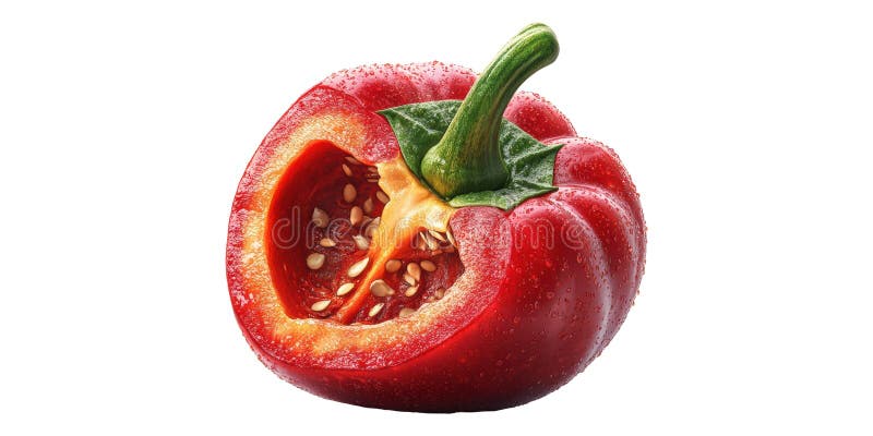 Red Bell Pepper Cross Section Isolated on Transparent Background Stock ...