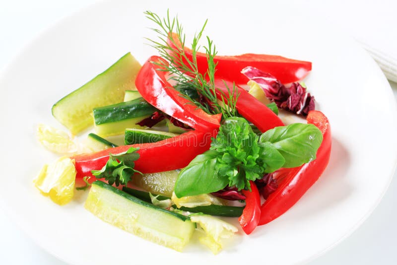 Red Bell Pepper and Cucumber Sticks Stock Image - Image of lettuce ...