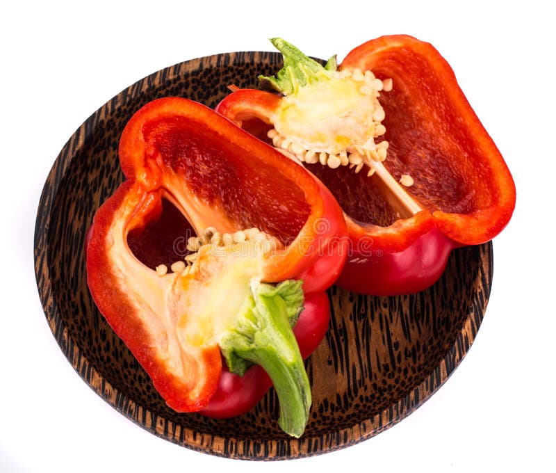 Red Bell Pepper in Cut with Seeds Stock Photo - Image of lifestyle ...