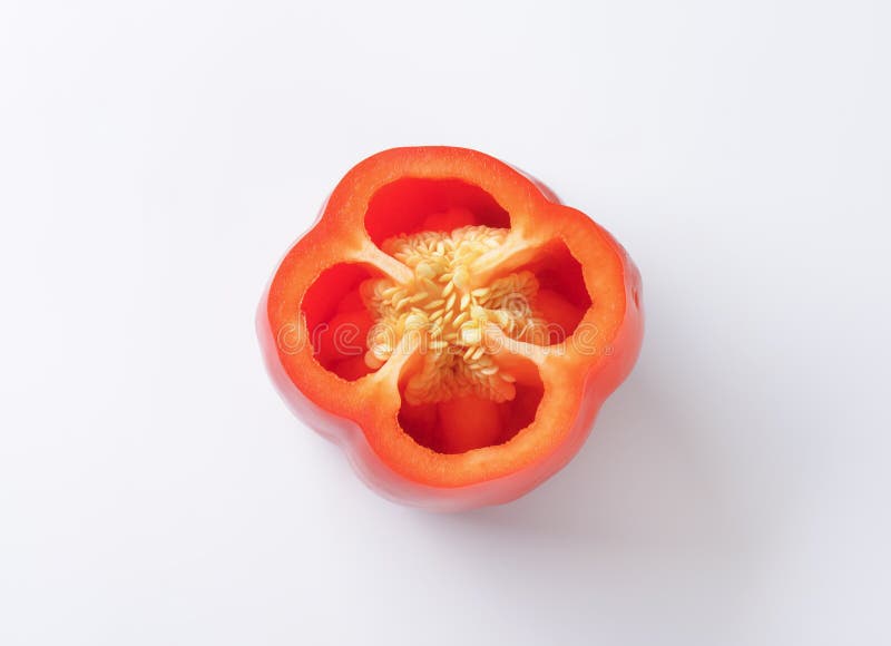 Red bell pepper half stock photo. Image of snack, closeup - 49104572