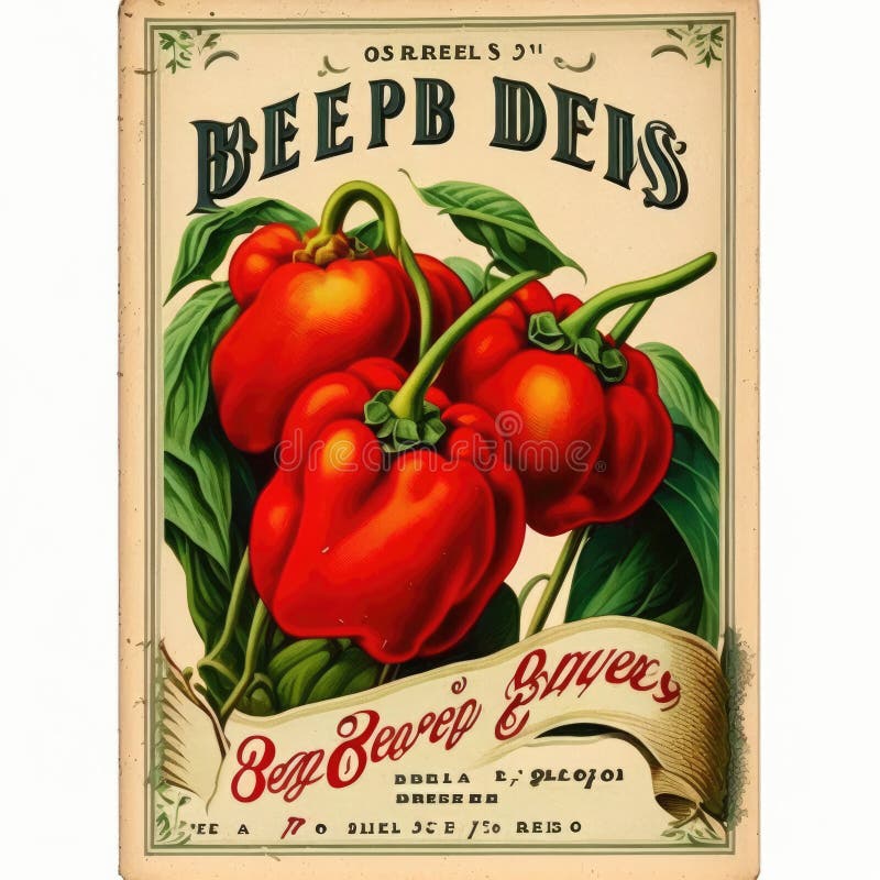 Vintage Bell Pepper Seed Packet Stock Illustration - Illustration of ...