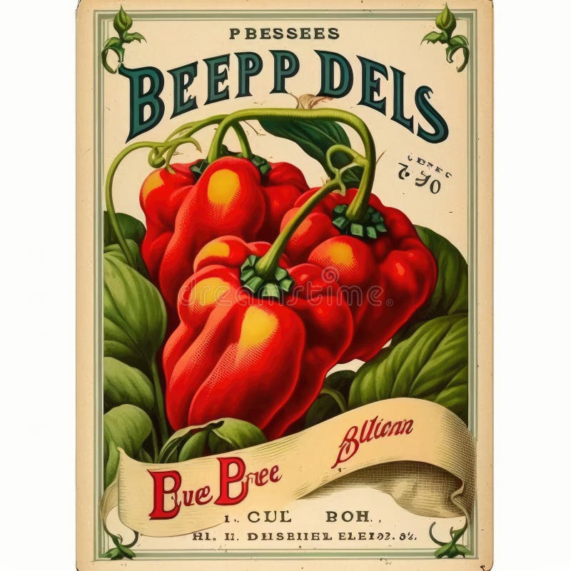 Vintage Bell Pepper Seed Packet Stock Illustration - Illustration of ...