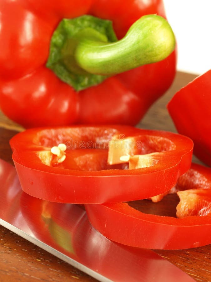 Red Bell Pepper Slices, Close Up Stock Photo - Image of closeup, slices ...