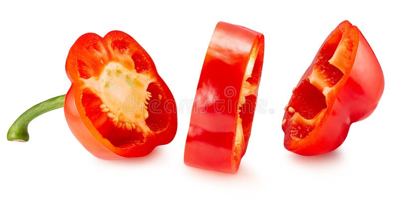 Red Bell Pepper Slices Isolated on a White Background. Clipping Path ...