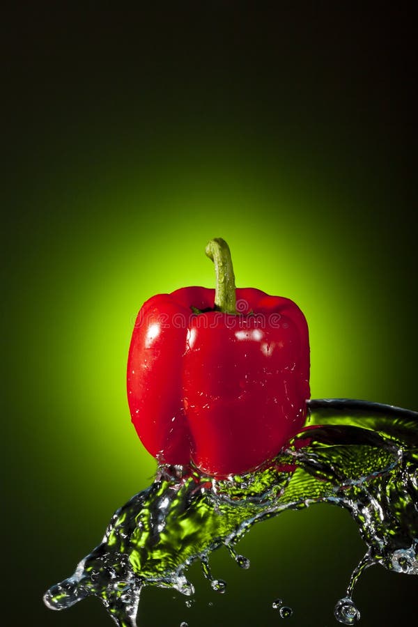 Red Bell Pepper Splash stock photo. Image of droplets - 23391176