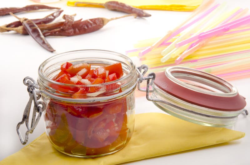 Red Bell Pepper and Tomato Relish Stock Image - Image of healthy ...