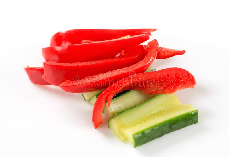 Red Bell Pepper and Zucchini Sticks Stock Photo - Image of snack, strip ...
