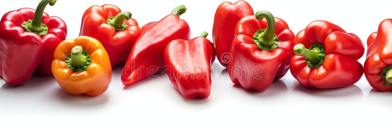 Red Bell Peppers As Border on Plain White Background Copyspace Ai ...