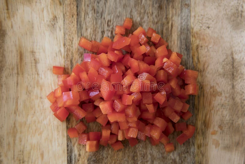 Red Bell Peppers Diced stock image. Image of healthy - 108849919