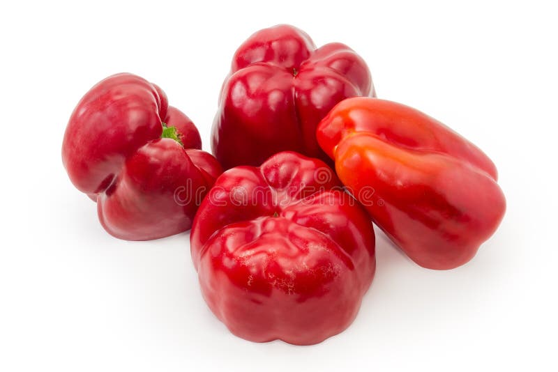 Red Bell Peppers Different Shape on a White Background Stock Photo ...