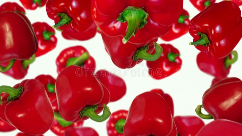 Red Bell Peppers Falling Down Stock Footage - Video of pepper, capsicum ...