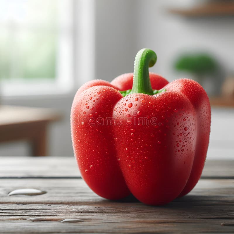 Red Bell Peppers Placed on a White Kitchen Table Stock Illustration ...