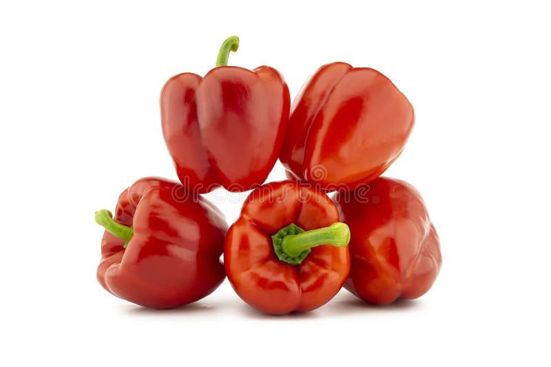 Red Bell Peppers on White Background Stock Photo - Image of pepper ...