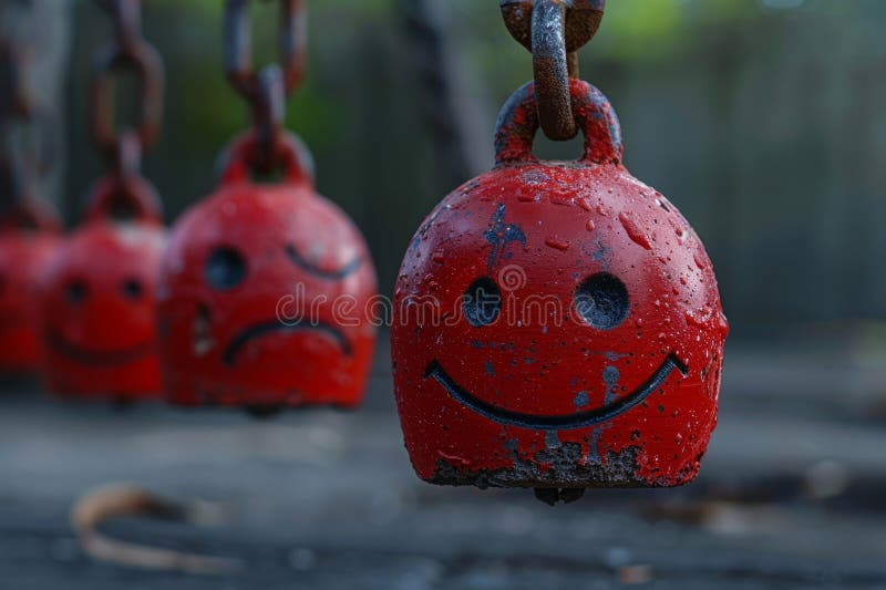 A Red Bell with a Smiley Face on it Stock Photo - Image of face, bell ...