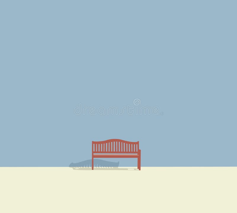 Red Bench Again Blue Wall Background with Shadow and Sunlight on Summer ...