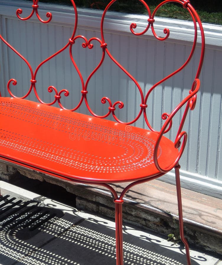 Red bench stock image. Image of furniture, metal, decorate - 41803575