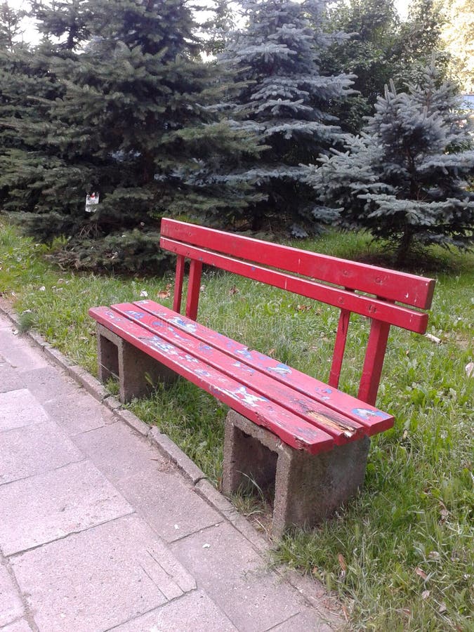 Red bench stock photo. Image of grass, comfort, wooden - 42640838