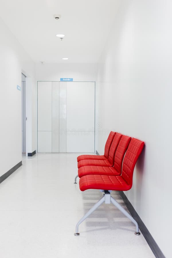 Red Bench, Red Chair in Waiting Room Stock Image - Image of restful ...