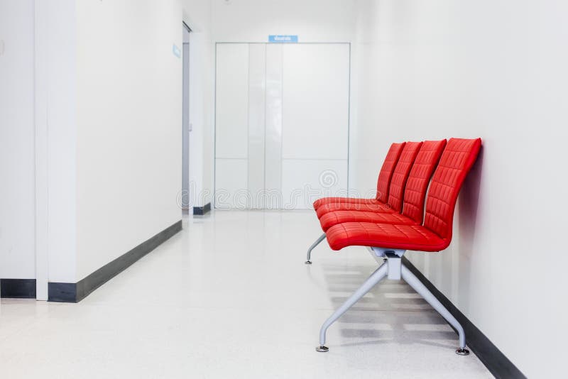 Red Bench, Red Chair in Waiting Room Stock Photo - Image of undisturbed ...