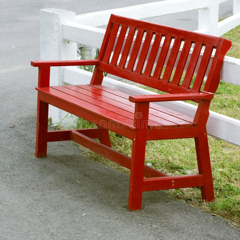 Red bench stock image. Image of orange, leaf, solitude - 135792871