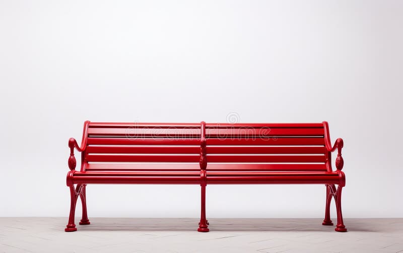 Red Benches Against a Clean White Backdrop -Generative Ai Stock ...