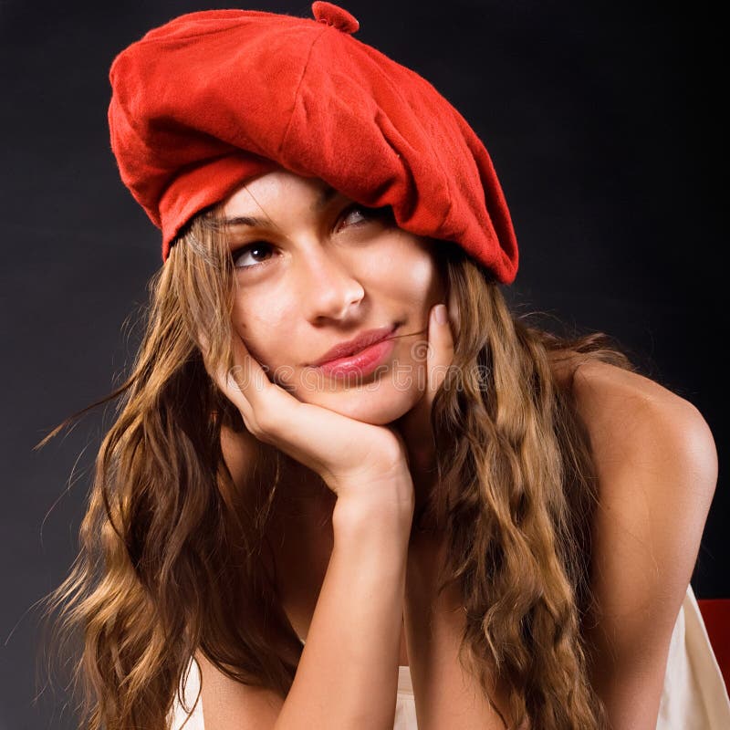 Red beret stock image. Image of sensual, portrait, lifestyle - 7082985