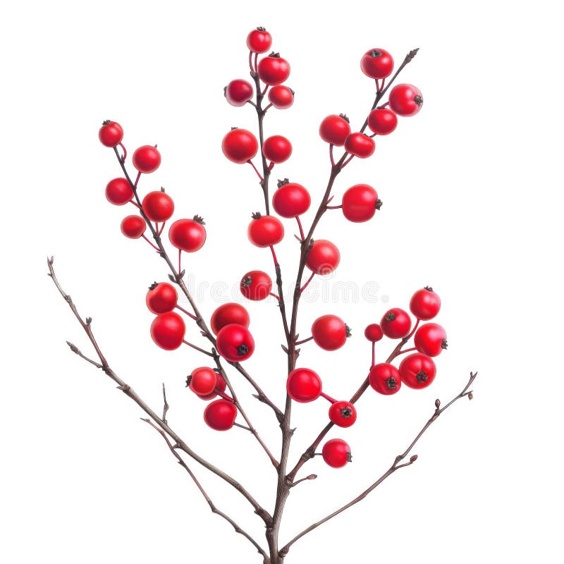 Red Berries on a Branch with Dark Background Stock Photo - Illustration ...