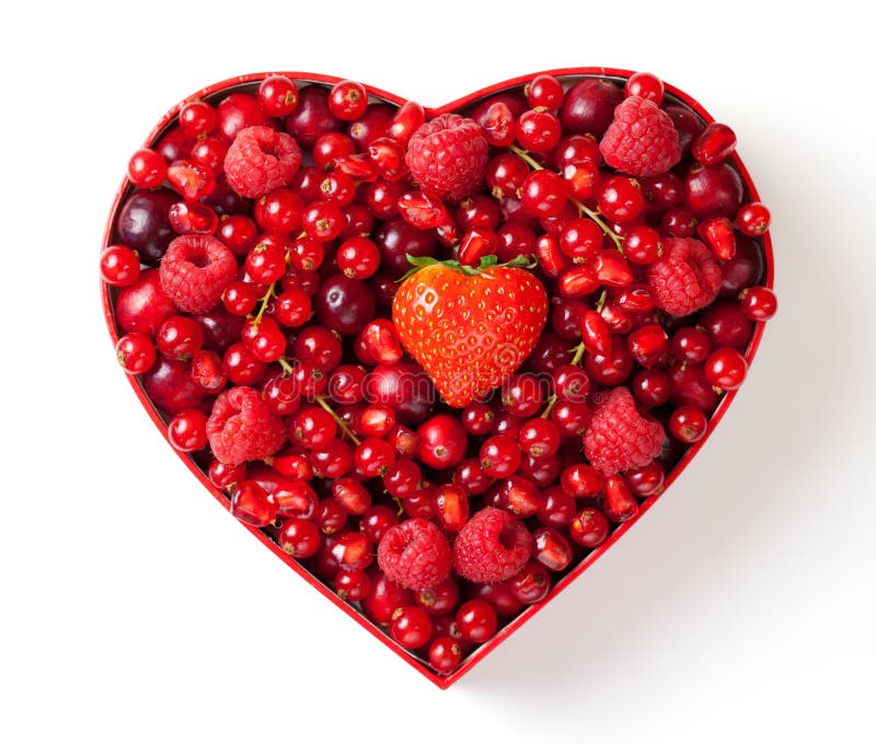 Red Berries for in Heart-shaped Box Stock Photo - Image of dietary ...