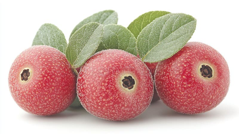 Red Berries with Leaves on White Background Stock Illustration ...