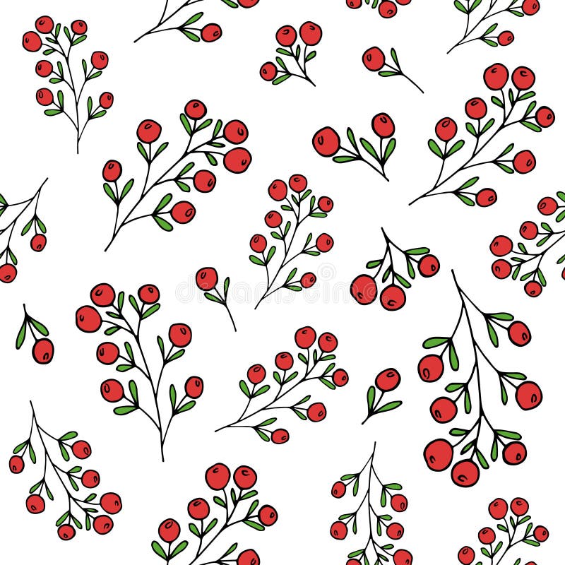 Red Berries Pattern. Vector Seamless Pattern Stock Vector ...