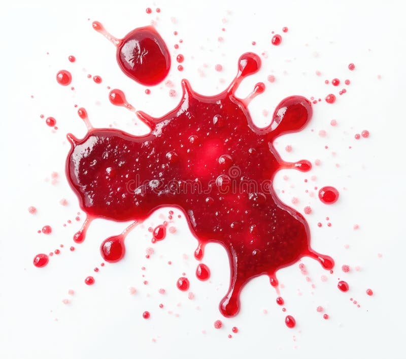 Red Berry Jam Sauce Drips, Splatters. Splashes of Liquid Create Messy ...